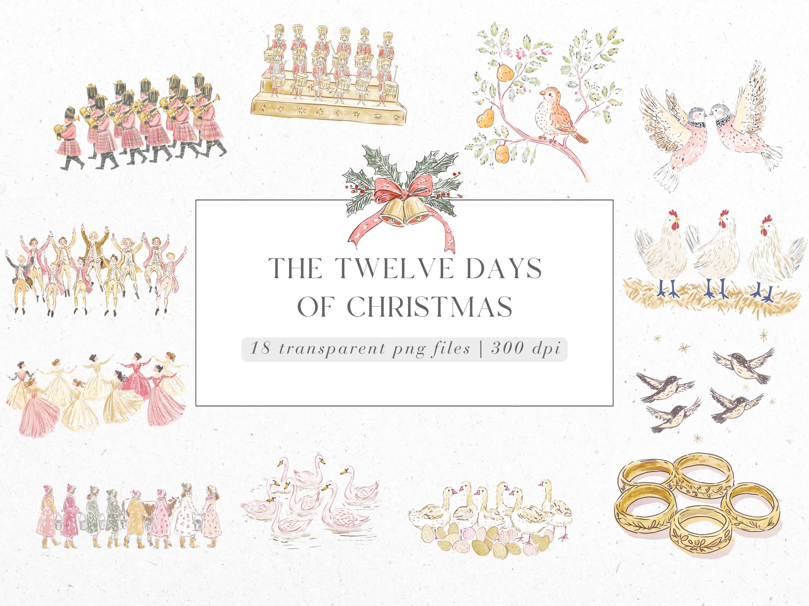 The 12 Days of Christmas Clipart Set: Festive Holiday PNG Images ...