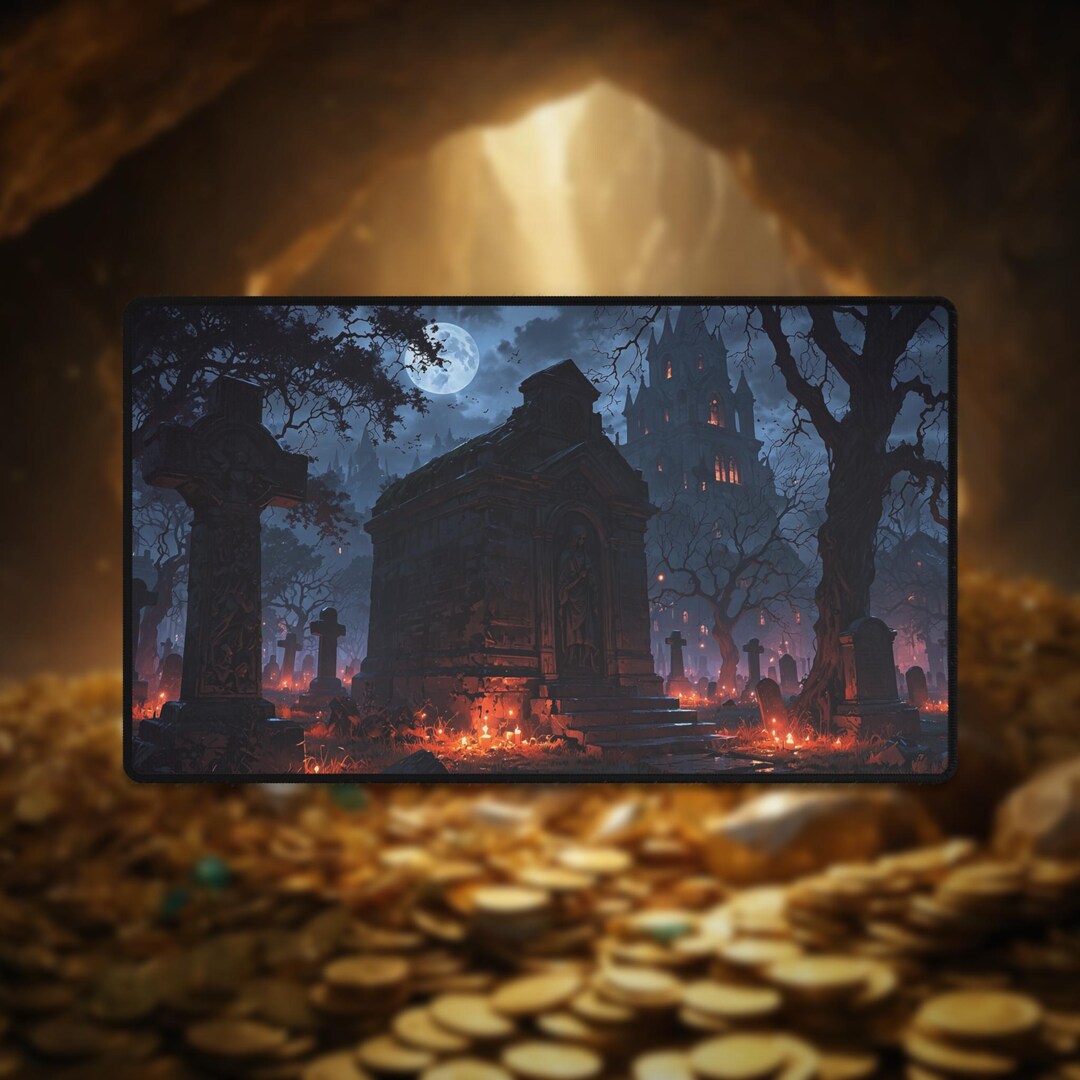 Graveyard Playmat MTG Mat Grave Desk Mat Cemetery Play Mat Pokemon ...