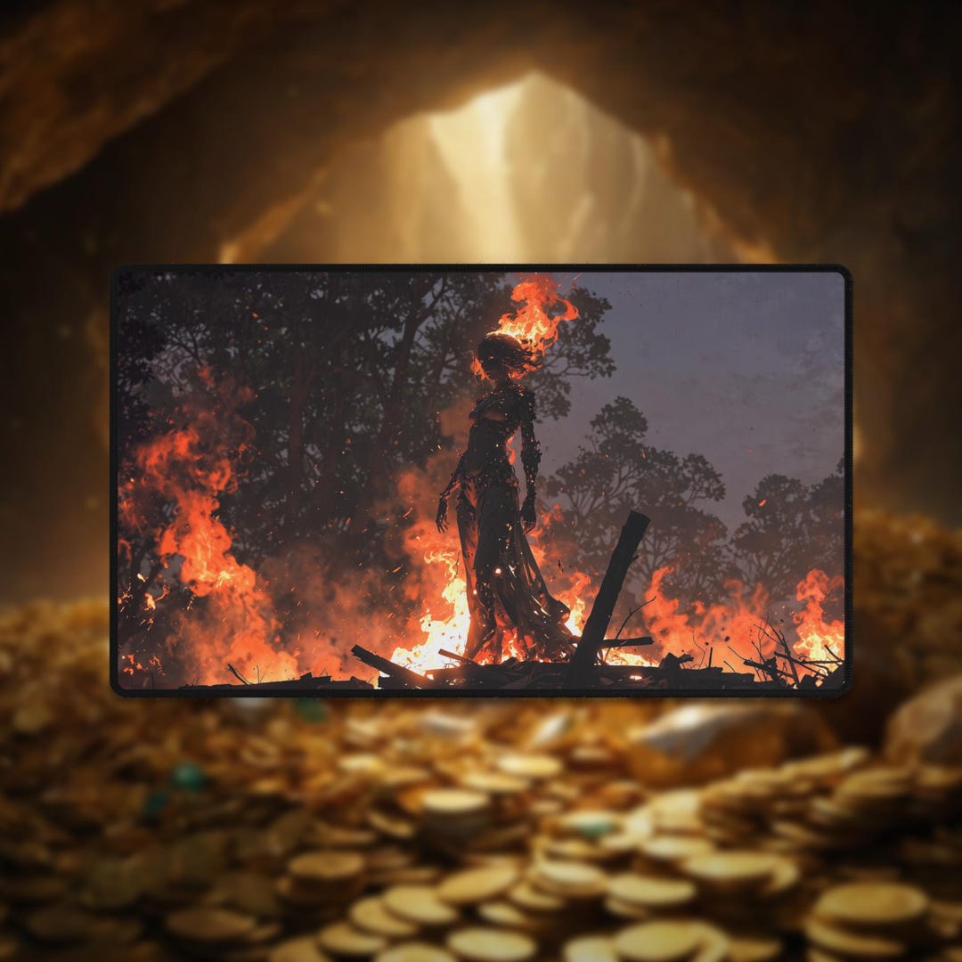 Fire Maiden Playmat: TCG Desk Mat - Flameproof Design - Etsy