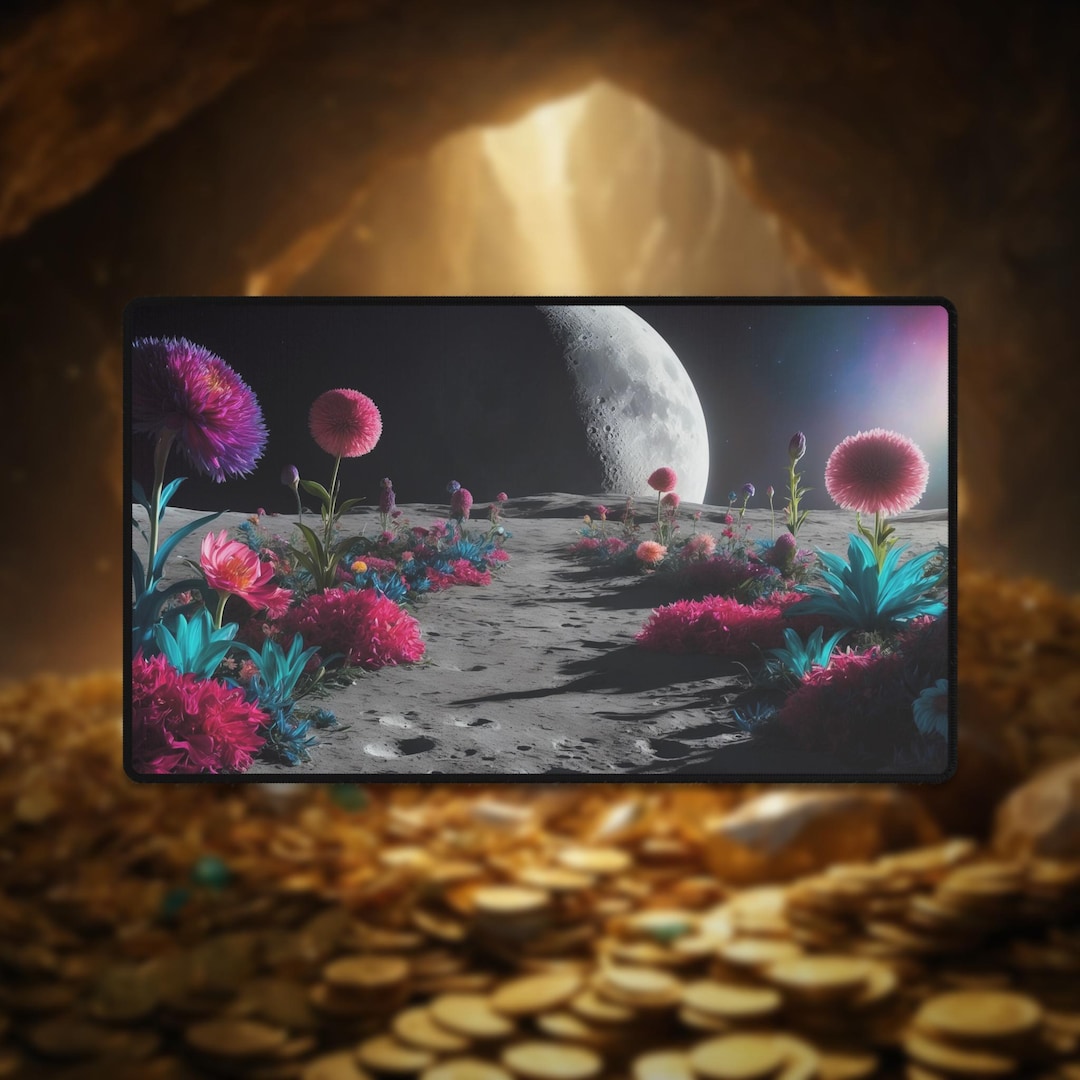 Space Playmat MTG Mat Space Desk Mat Flowers Mat Pokemon Mousepad ...