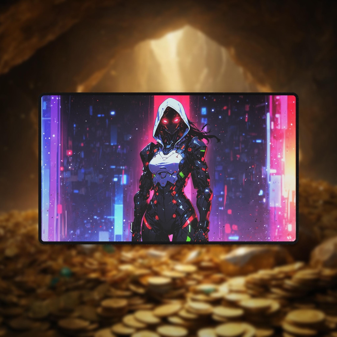Cyborg Playmat MTG Mat Neon Desk Mat Future Mat Pokemon Mousepad Yugioh ...
