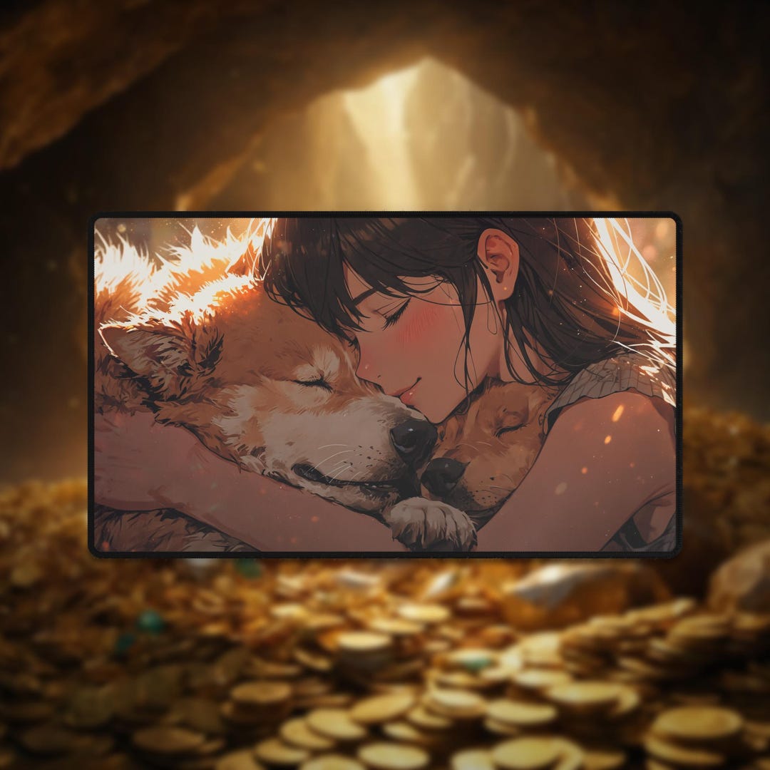 Cuddling Dogs Playmat MTG Mat Dog Lover Desk Mat Dogs Mat Pokemon Mousepad Yugioh Playmat Flesh ...