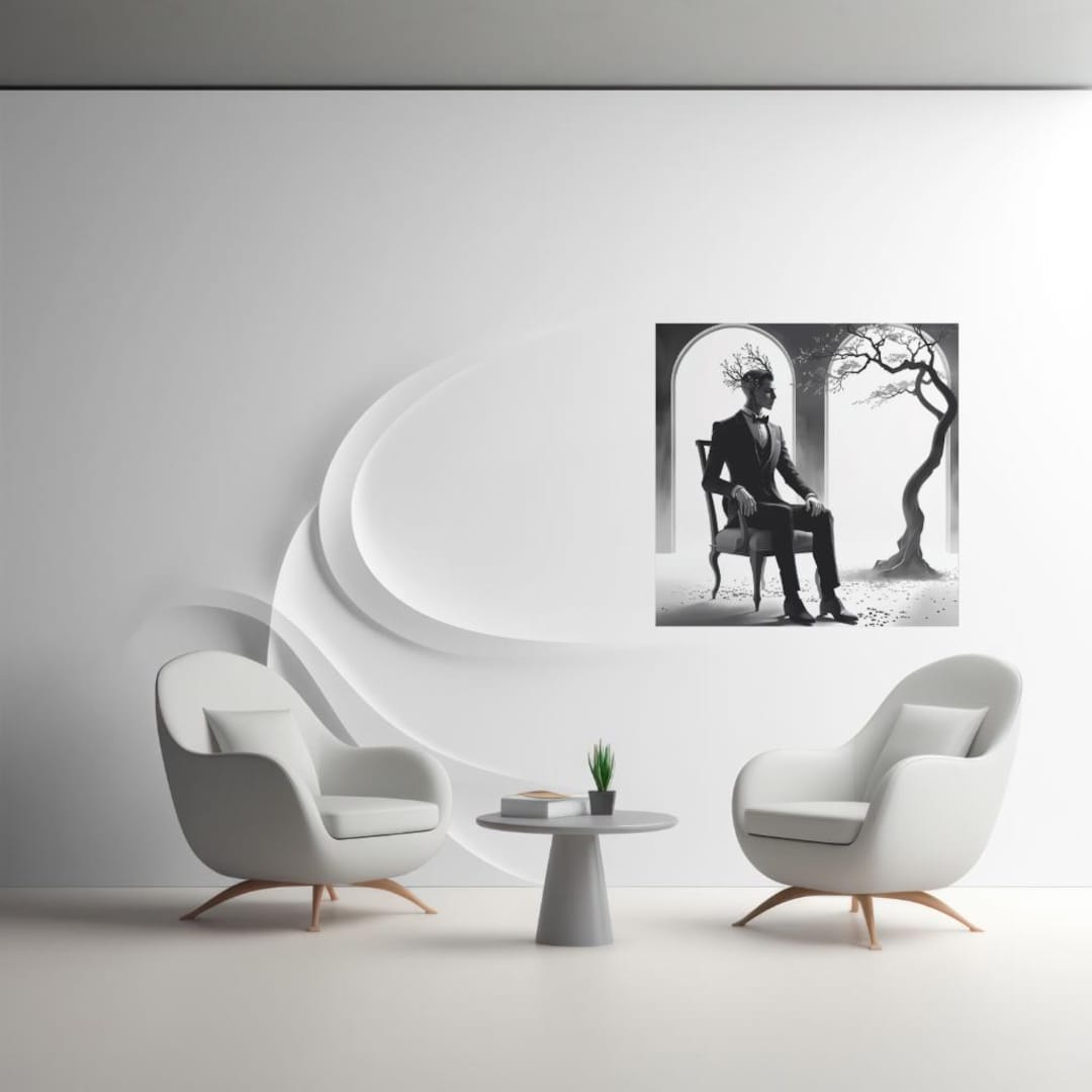 Surrealist Man in Suit Art Print: Monochrome Tree Silhouette Poster - Etsy