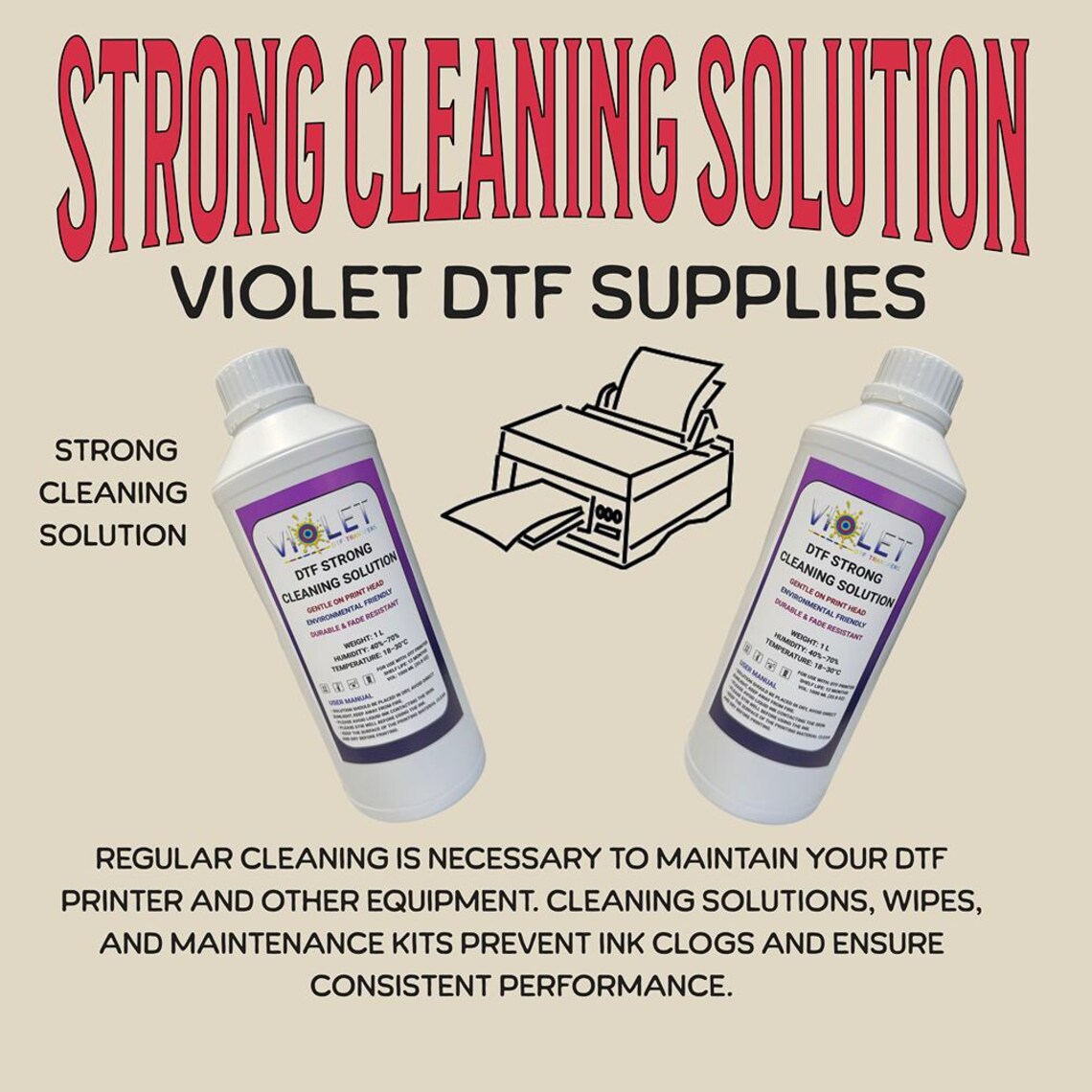 DTF Printhead Cleaning Solution: Strong Formula, Removes Clogs (1000ML ...