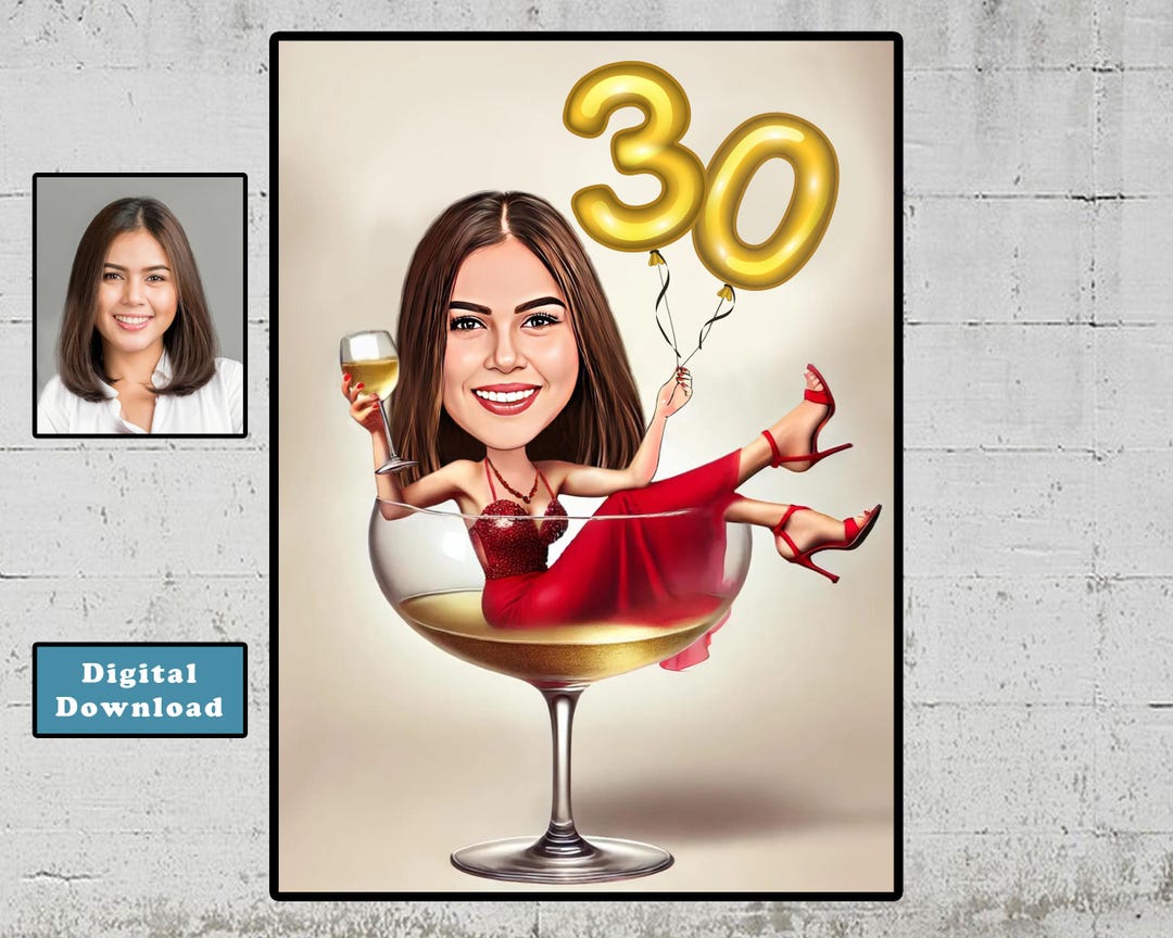 Personalized 30th Birthday Cartoon Portrait: Custom Caricature Gift ...