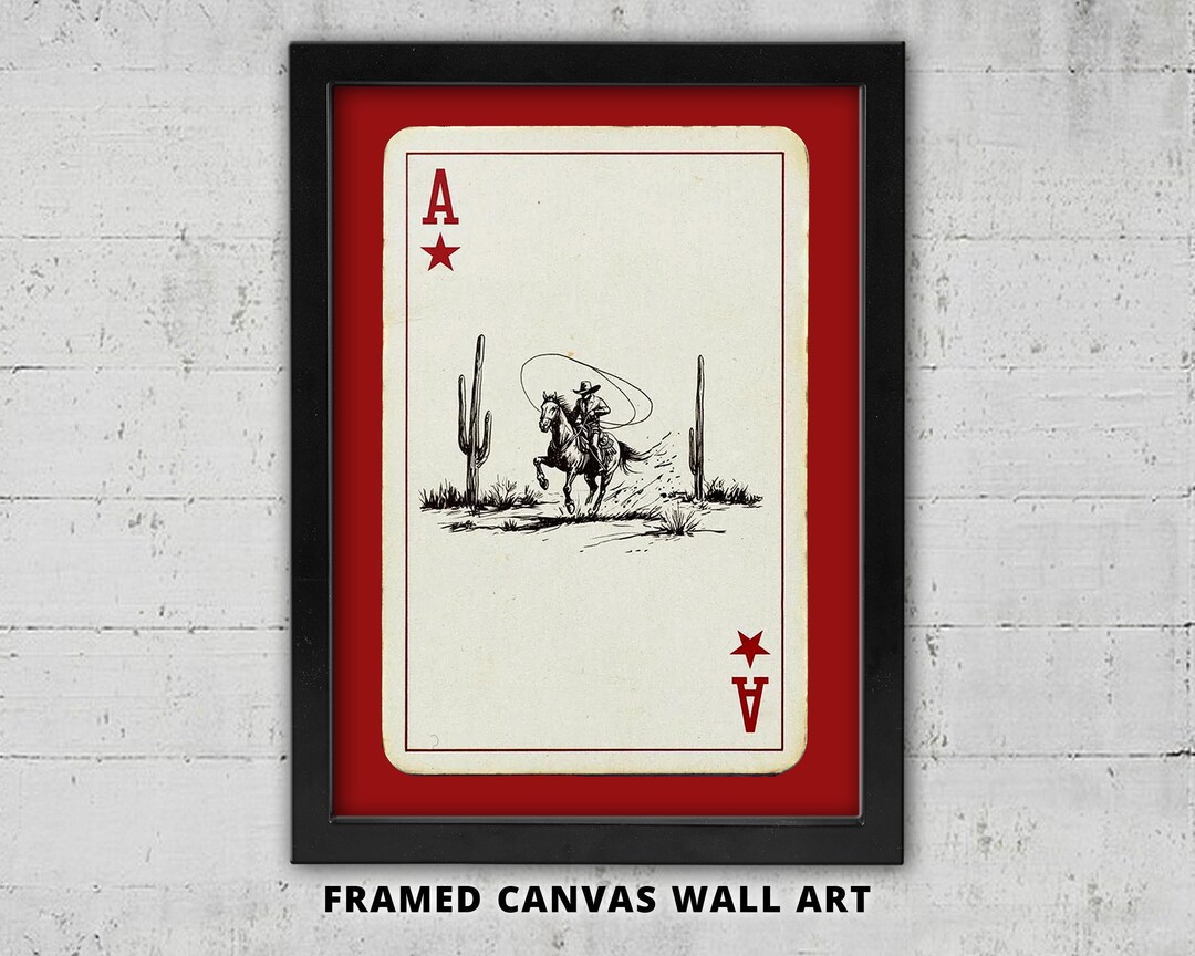 Western Playing Card, Framed Canvas Wall Art: Trendy Western Cowboy ...