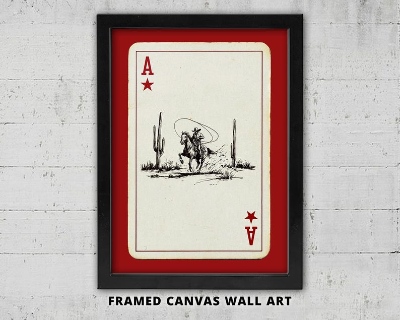 Western Playing Card, Framed Canvas Wall Art: Trendy Western Cowboy ...
