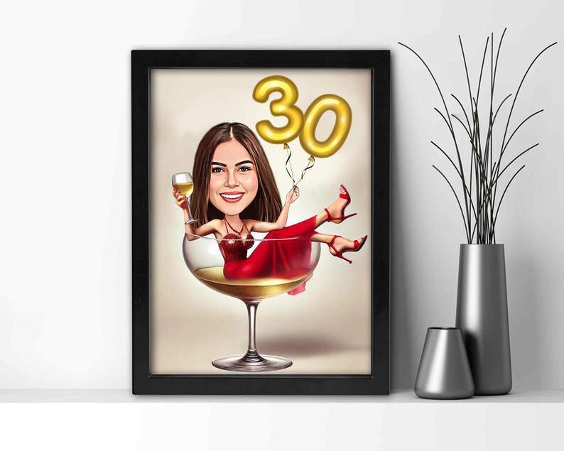 Personalized 30th Birthday Cartoon Portrait: Custom Caricature Gift ...