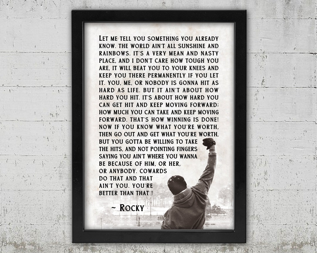 Rocky Balboa Inspirational Quote Framed Canvas Wall Art, Rocky Movie ...