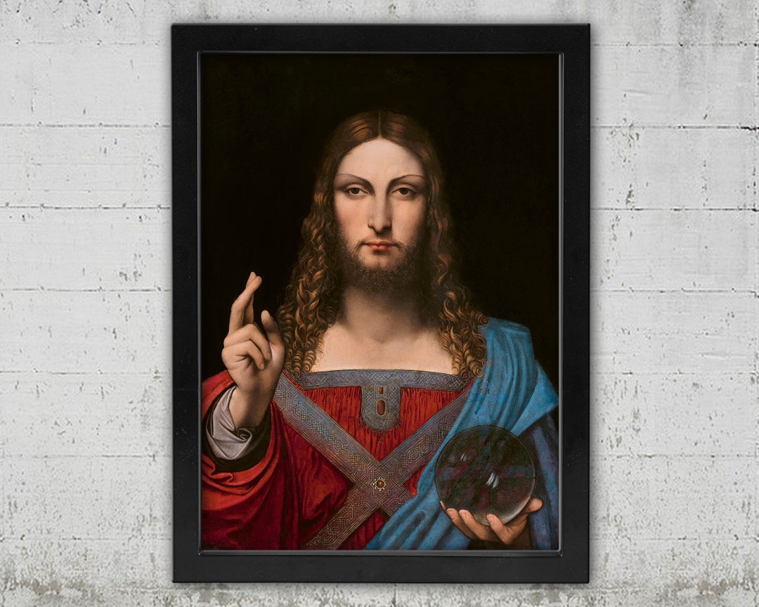 Christ as Salvator Mundi, Framed Canvas Painting, Leonardo Da Vinci ...