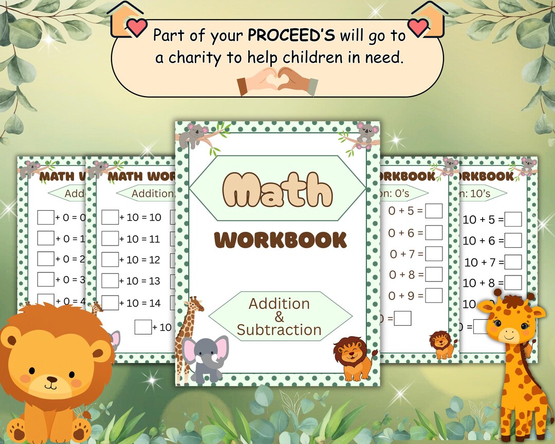 Safari Math Workbook: Addition & Subtraction. Printable Math Worksheets ...