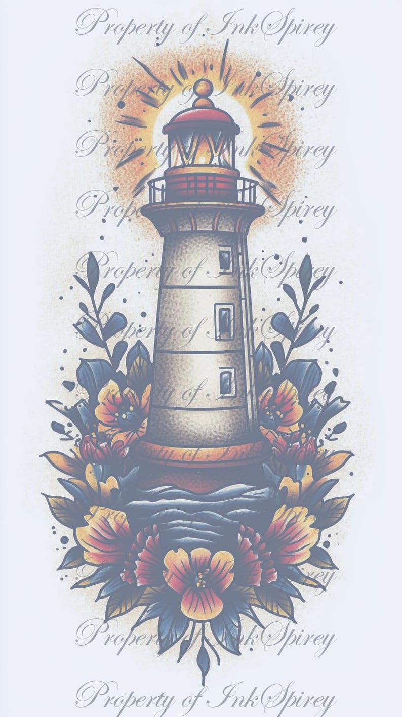 Traditional Lighthouse Tattoo Design - Etsy