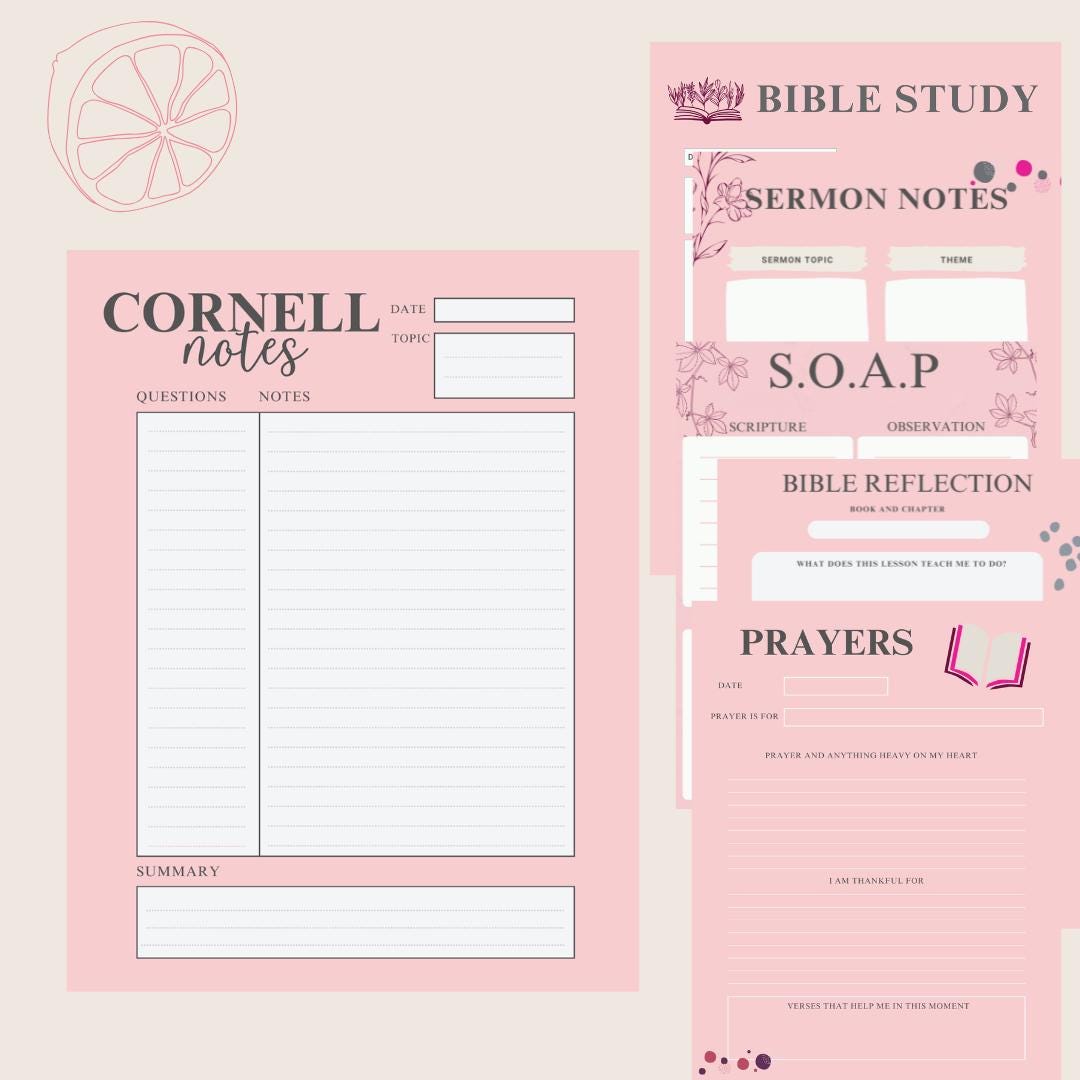 Bible Study Bundle | Printable Journal, Sermon Notes, SOAP Bible Study ...