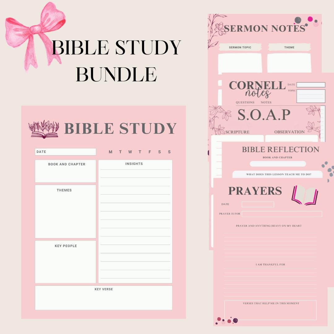 Bible Study Bundle | Printable Journal, Sermon Notes, SOAP Bible Study ...