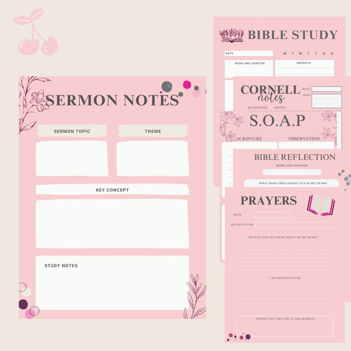 Bible Study Bundle | Printable Journal, Sermon Notes, SOAP Bible Study ...