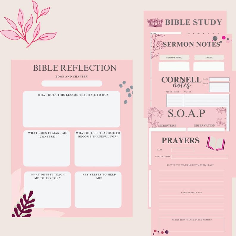 Bible Study Bundle | Printable Journal, Sermon Notes, SOAP Bible Study ...