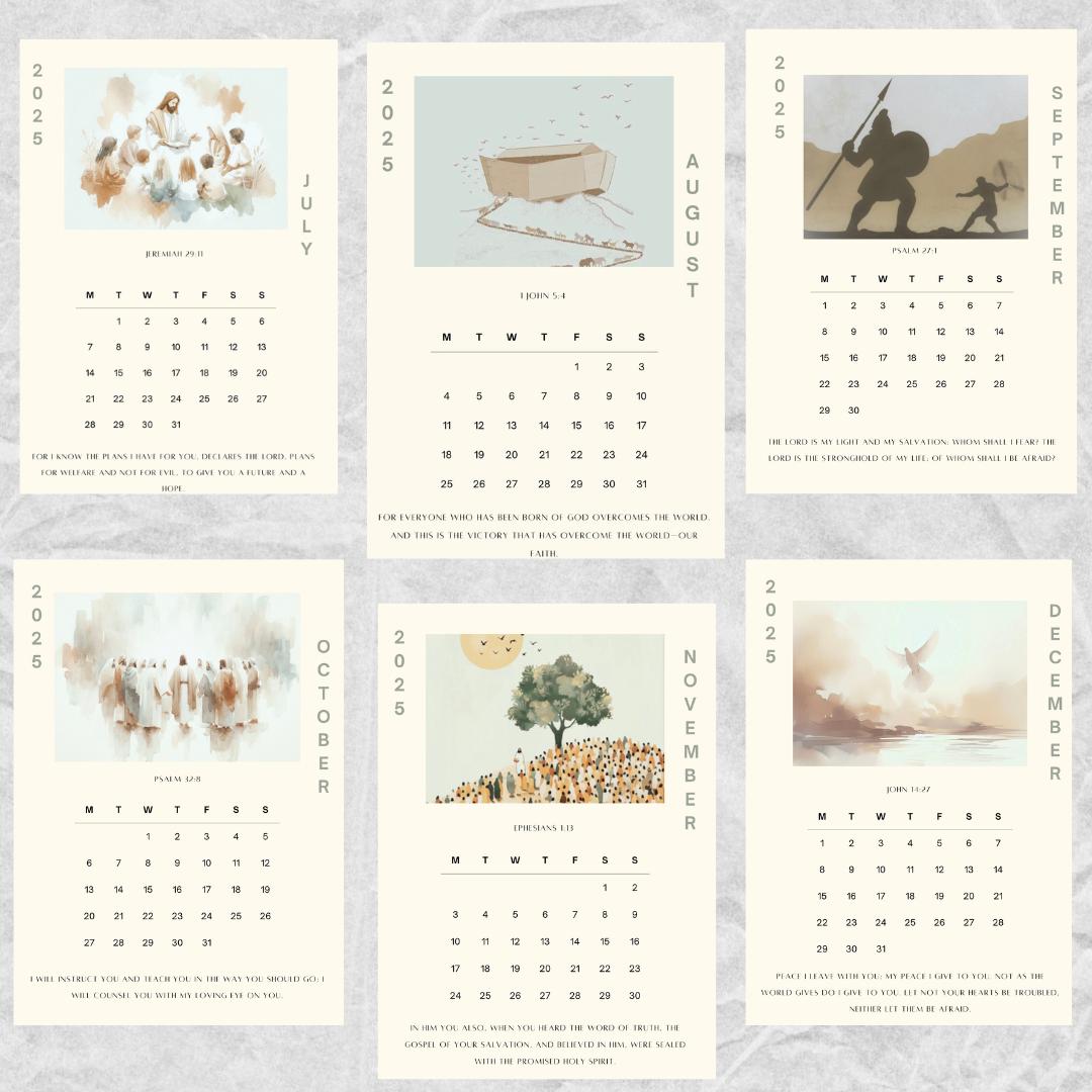 2025 Christian Wall Calendar | Minimalist Watercolor Art & Bible Verses ...