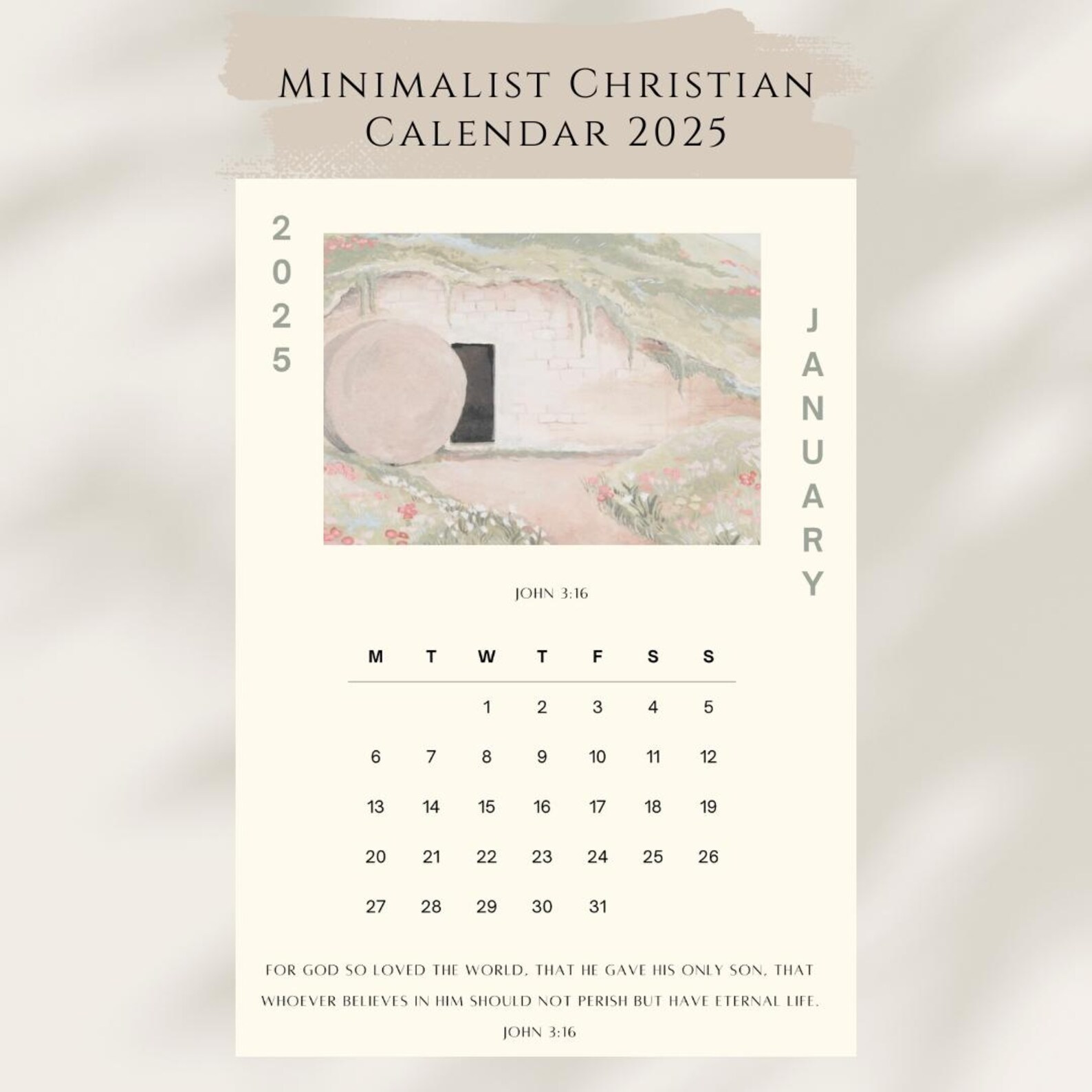 2025 Christian Wall Calendar | Minimalist Watercolor Art & Bible Verses ...