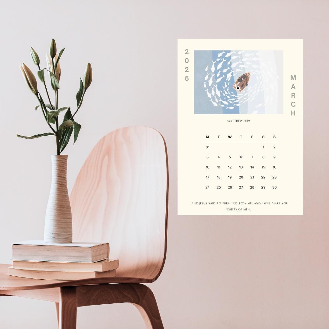 2025 Christian Wall Calendar | Minimalist Watercolor Art & Bible Verses ...