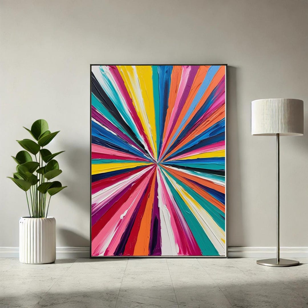 Vibrant Color Burst Abstract Art, Bold Modern Wall Decor, Radiant Paint ...