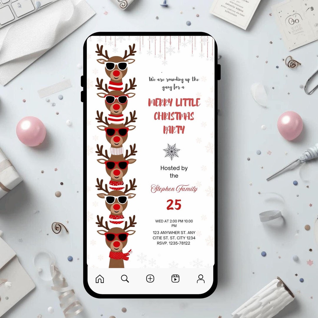 Editable Christmas Party Invitation, We're Rounding up the Gang Holiday ...