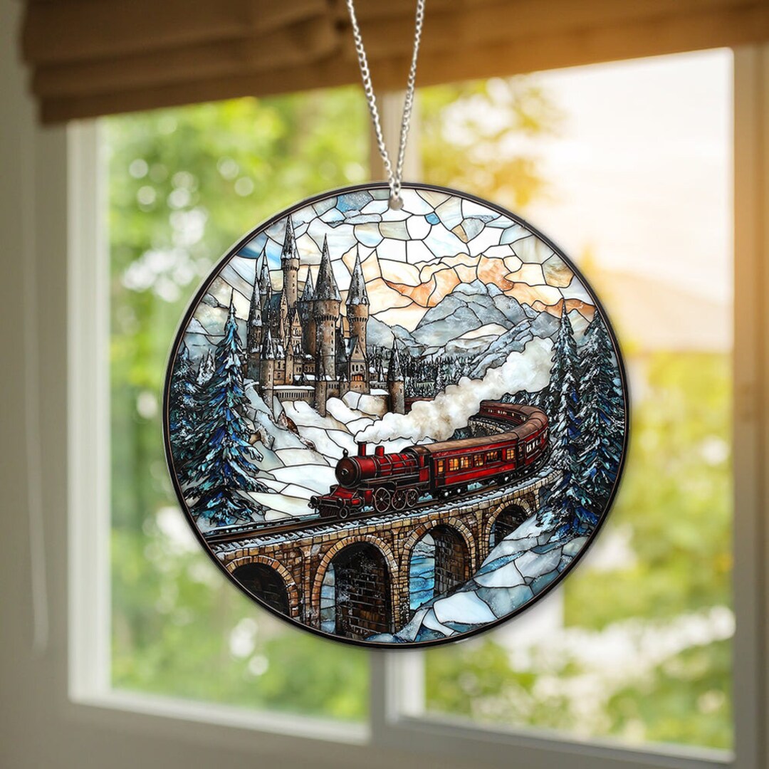 Hog.warts Train Suncatcher Ornament, Wizard School Acrylic Window ...
