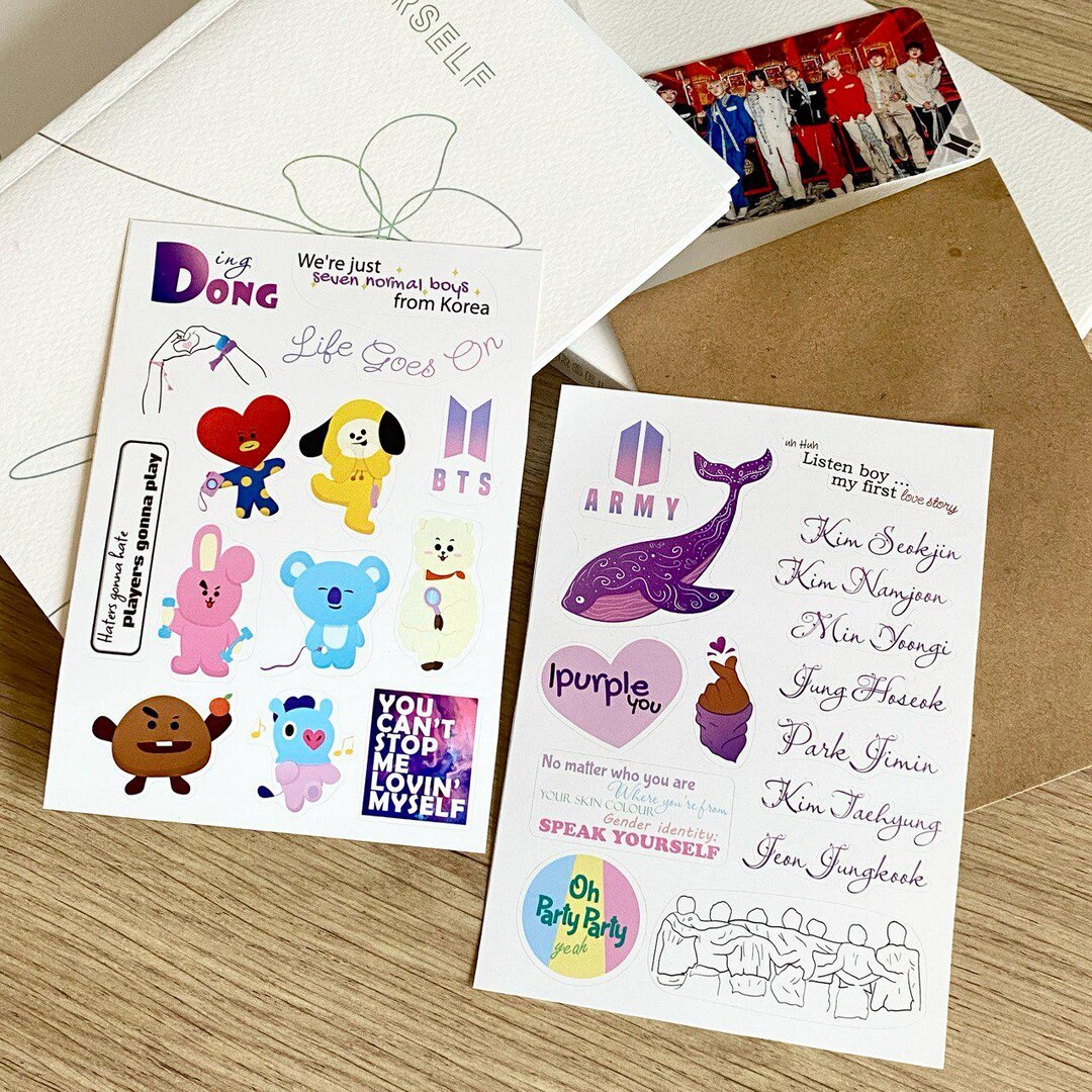 Sticker Set Bts|hand-drawn Stickers| A6 Paper Sticker Sheet for ...