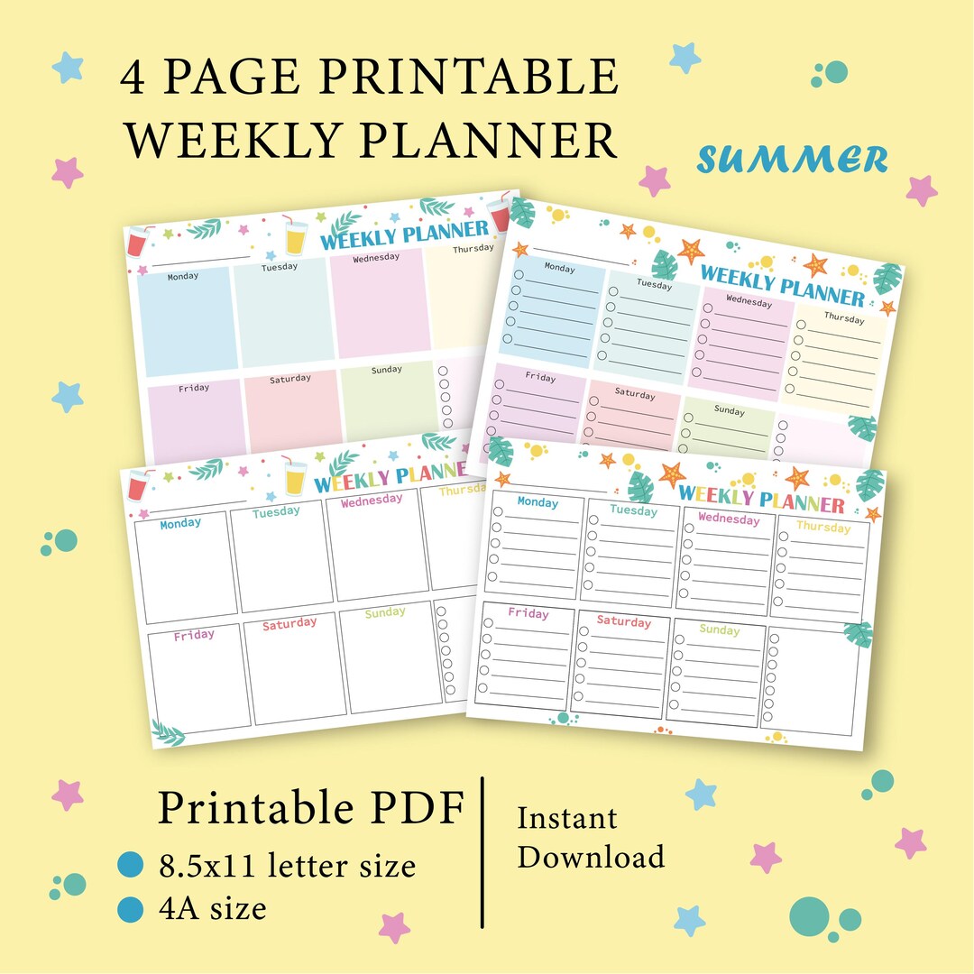 Summer Weekly Planner 2025 , Undated Good Notes Planner, Planning ...