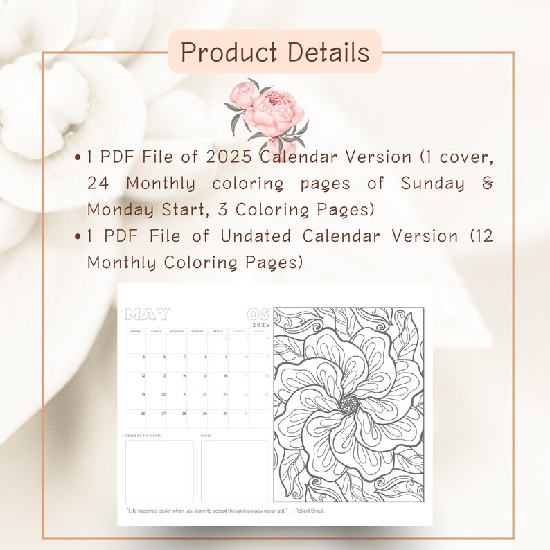 2025 Coloring Calendar: Inspirational Affirmations, Positive Quotes ...