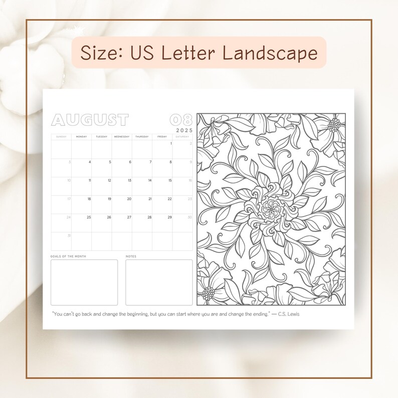 2025 Coloring Calendar: Inspirational Affirmations, Positive Quotes ...