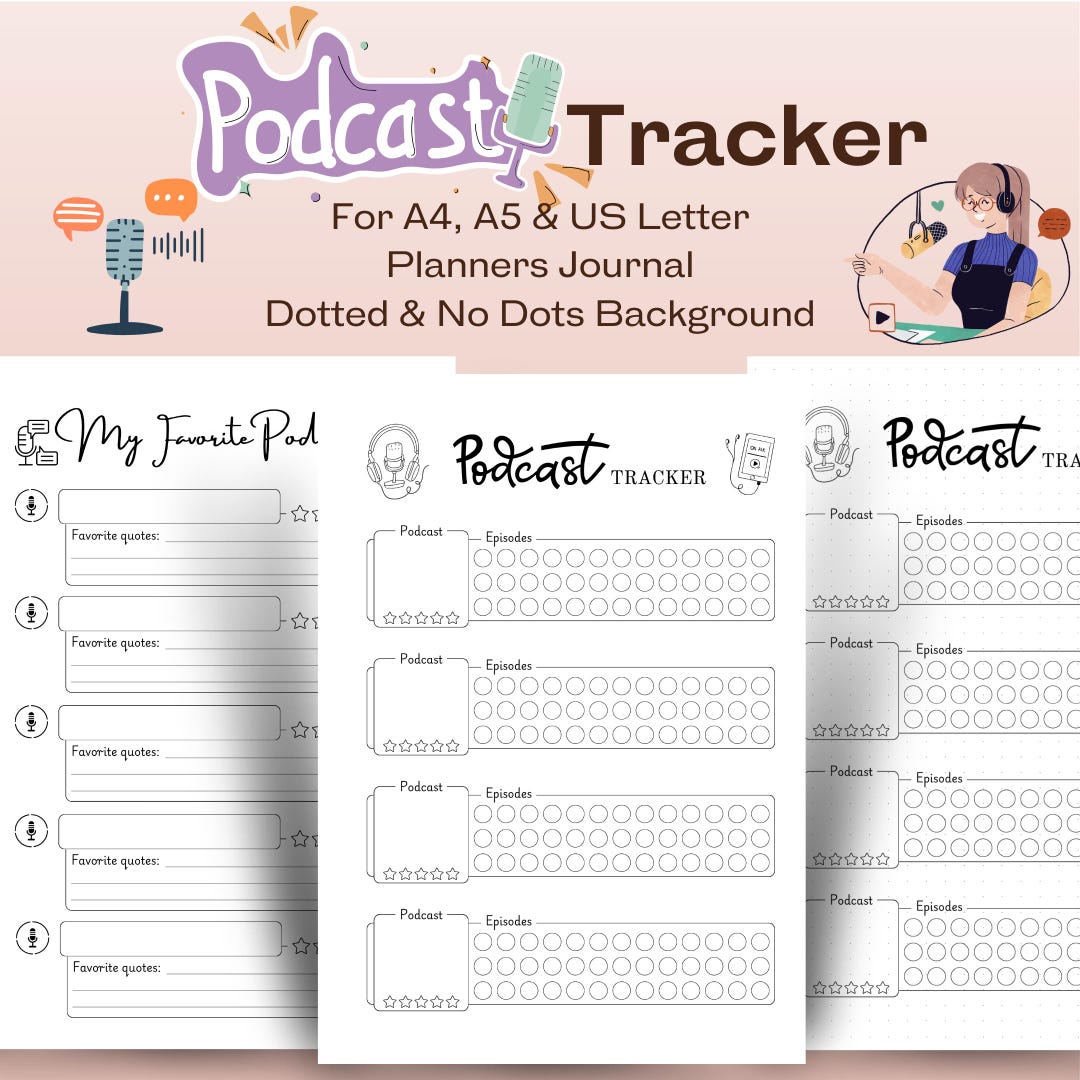 Printable Podcast Tracker - Printable Journal Page - Podcast Tracker ...