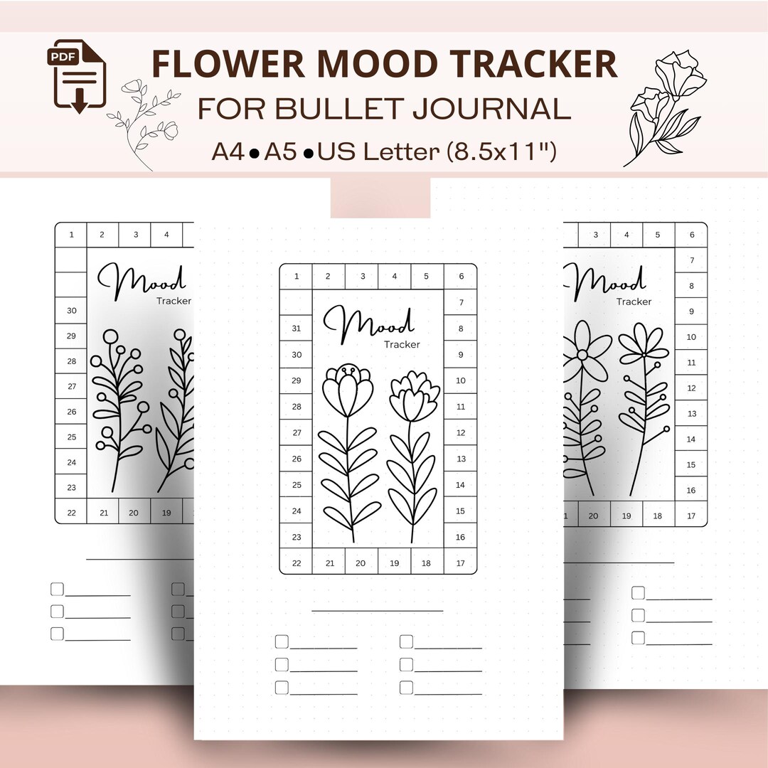 Flower Mood Tracker Printable Mood Tracker for Bullet Journal Printable ...