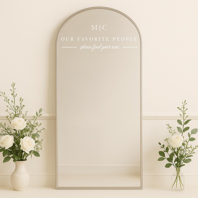 Wedding Seating Chart Mirror Decal – Please Find Your Seat Vinyl Sign ...
