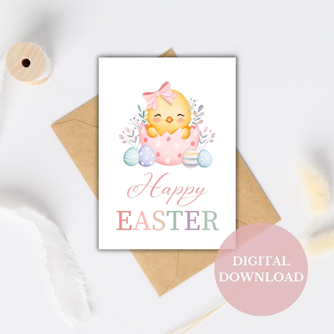 Happy Chicken Easter Card Printable Greeting Card for Easter Greeting ...