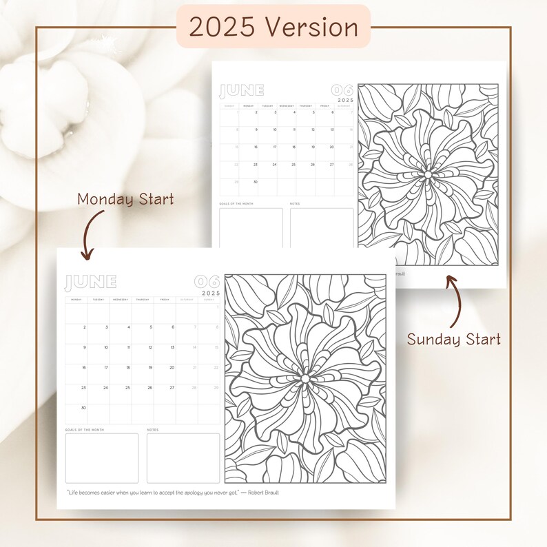 2025 Coloring Calendar: Inspirational Affirmations, Positive Quotes ...
