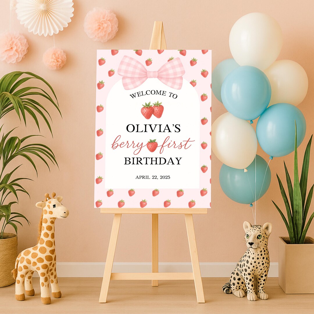 Berry First Birthday Welcome Sign, Berry First Birthday Sign ...