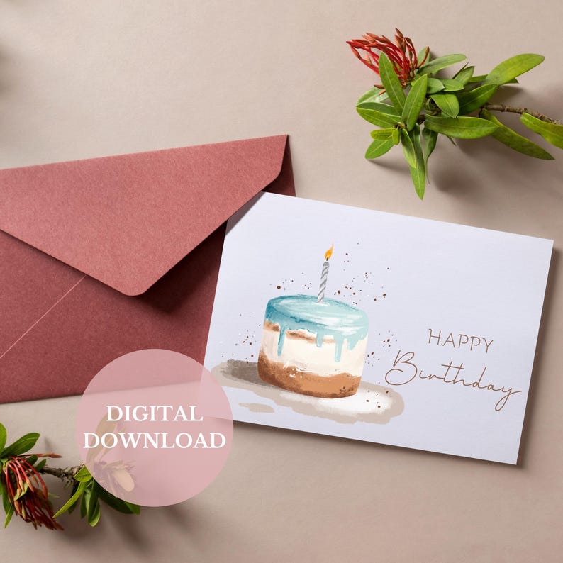 Happy Birthday Card Printable Digital Download Birthday Card Featuring ...