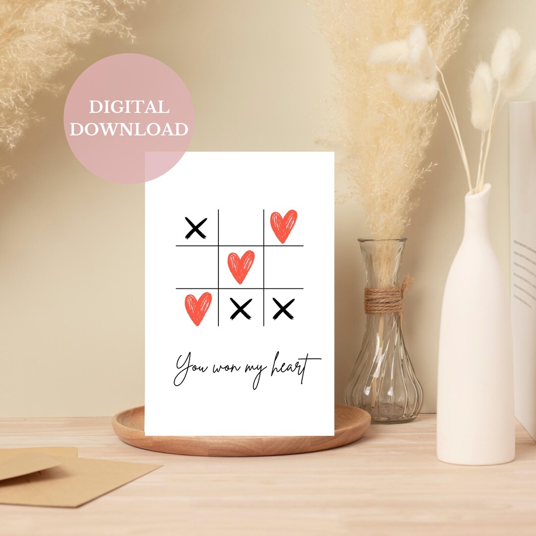 You Won My Heart Printable Card, Proposal Love Card for Valentine ...