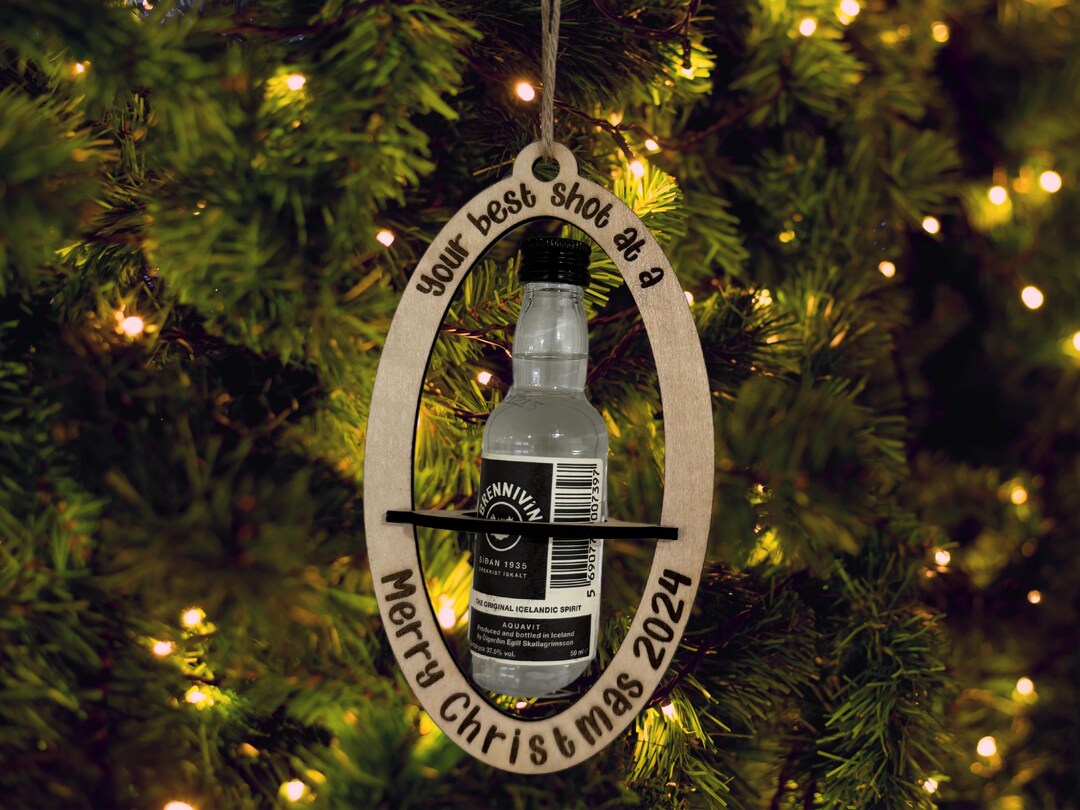 Boozy Funny Wooden Christmas Ornament | Mini Liquor Ornament for ...