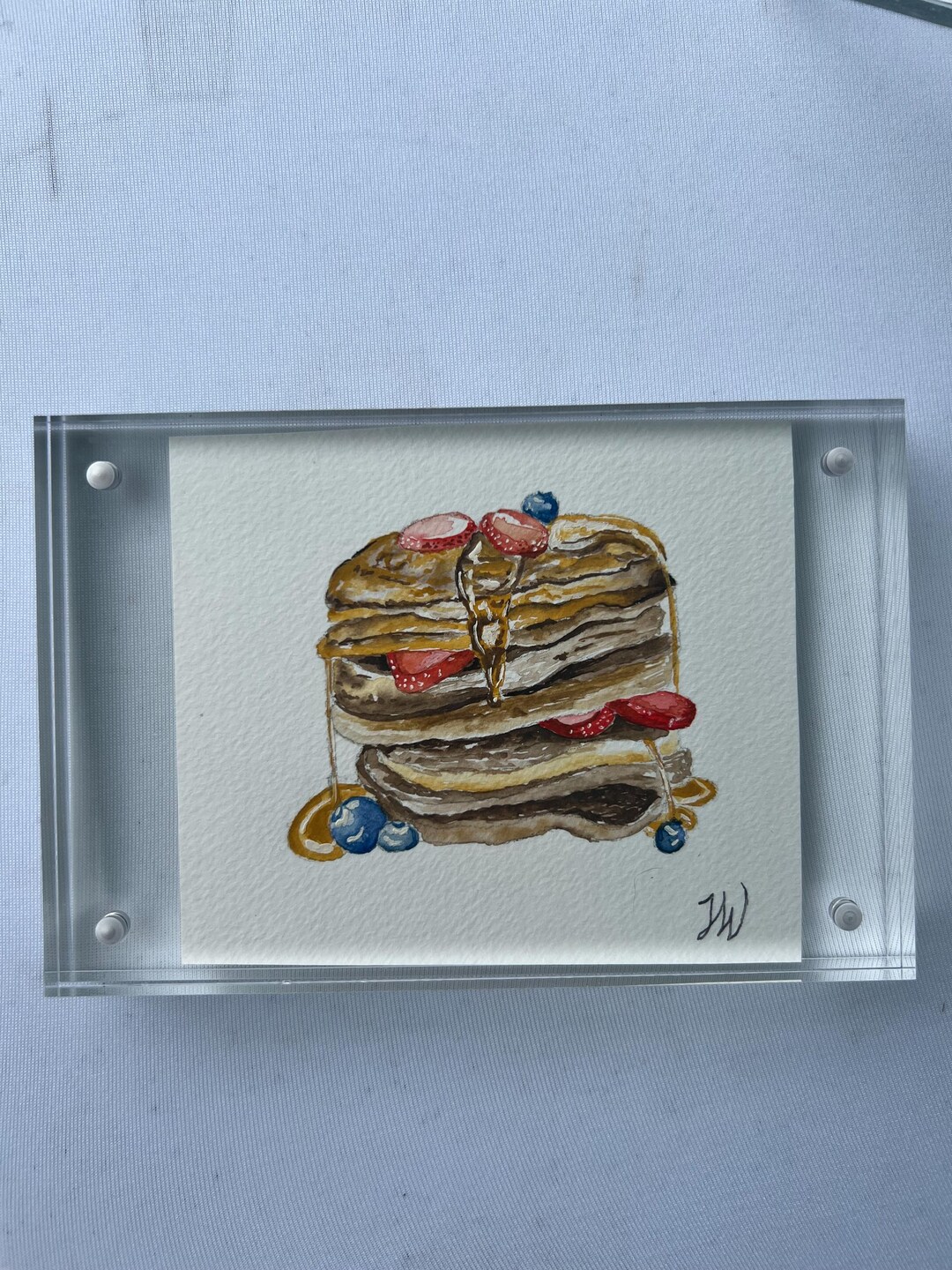 Hand Painted Original Watercolor Breakfast Paintings in Clear Acrylic ...