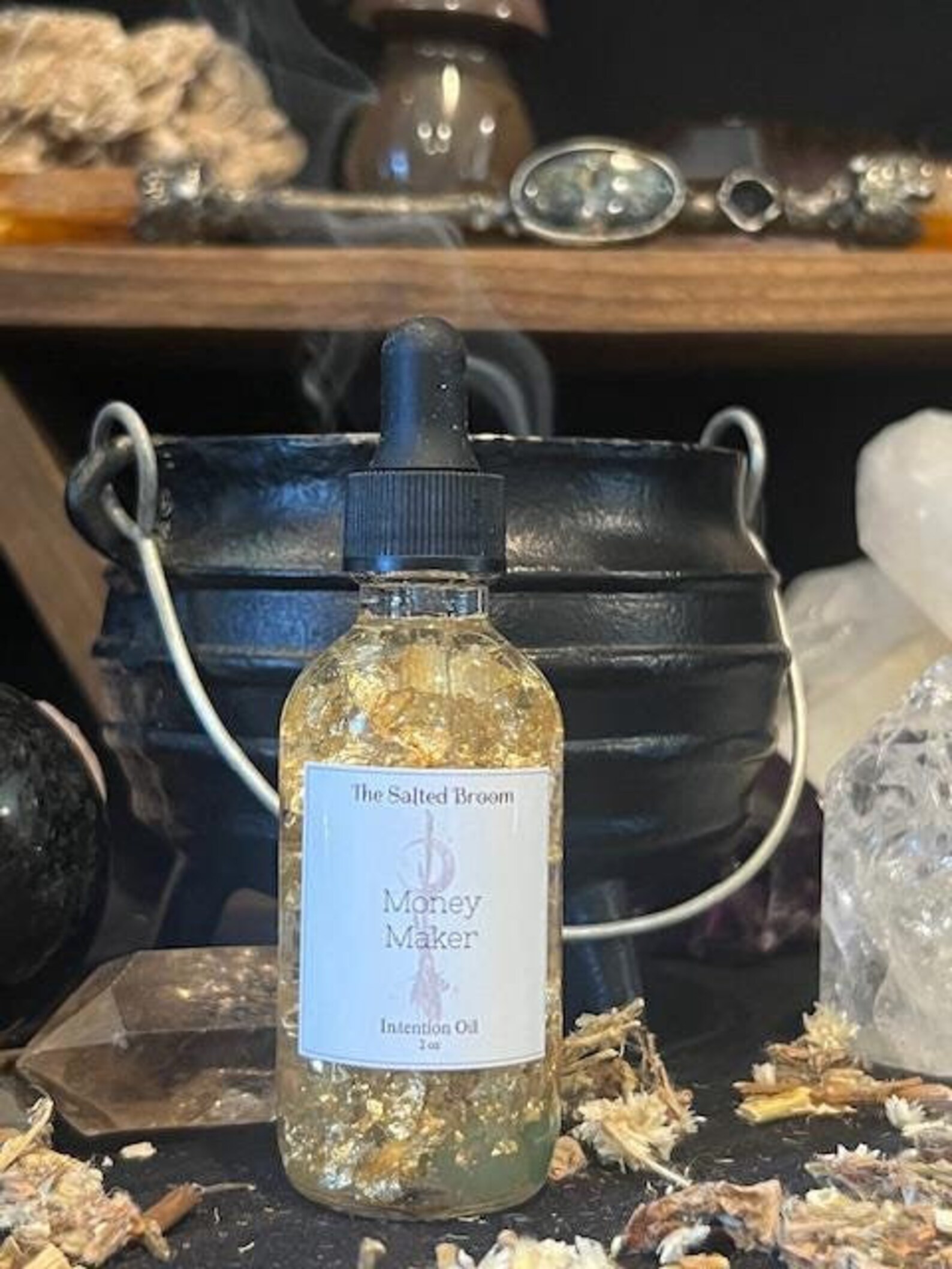 The Salted Broom Money Maker Intention Oil, Ritual Money Oil, Magical ...