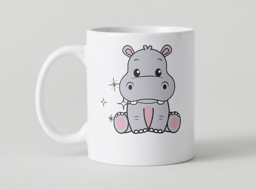Moo Deng Baby Hippo Mug, Cute Mug, Mugs for Girls, Sparkly Mugs, 1-2 ...