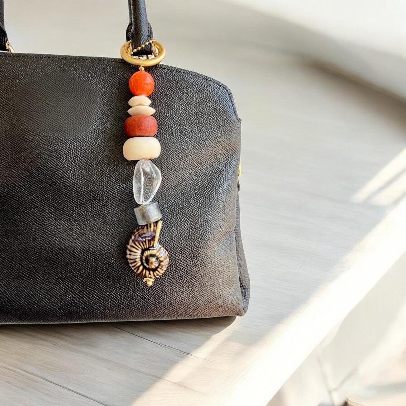 Coastal Beaded Bag Charms – Handcrafted Keychains With Shell, Ceramic ...