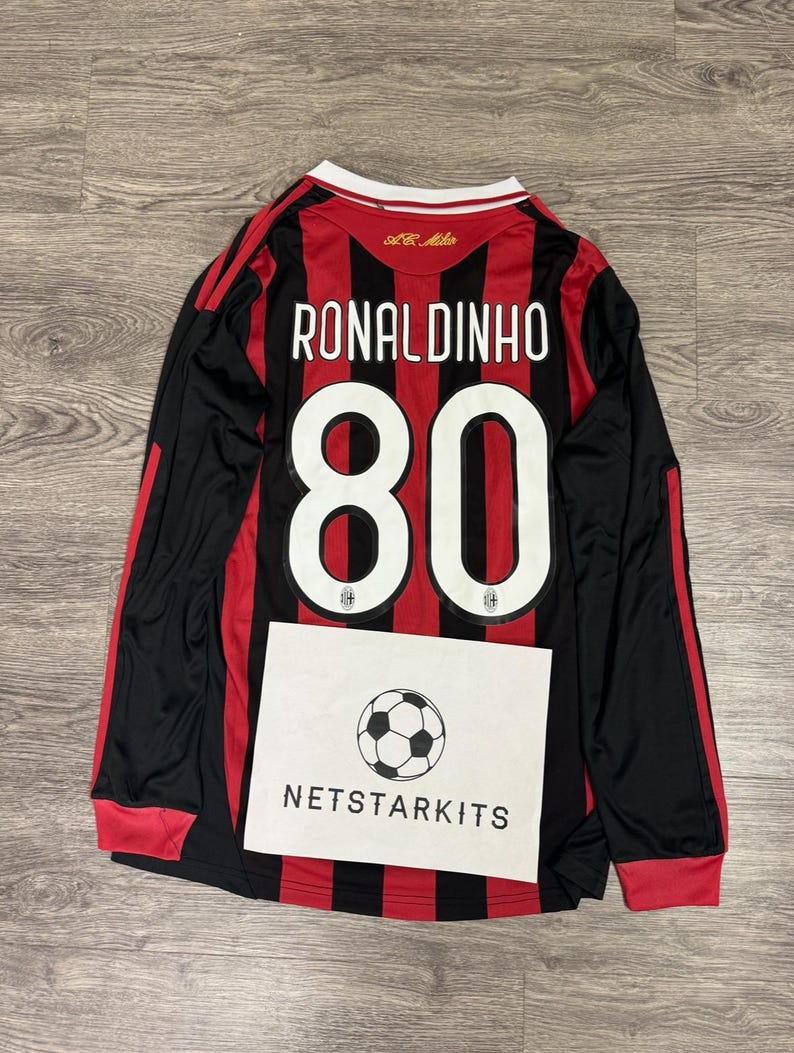 AC Milan 2008/09 Home Jersey Red Ronaldinho #80 - Etsy