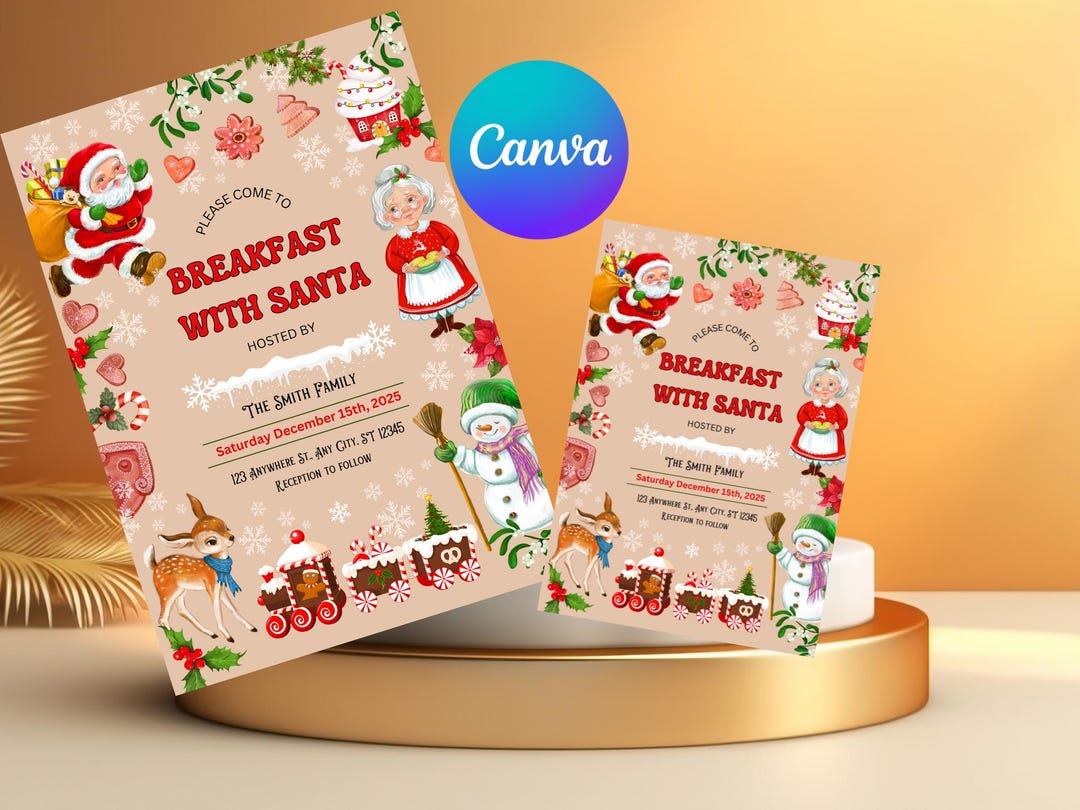 Editable Breakfast With Santa Invitation. Kid Christmas North Pole ...