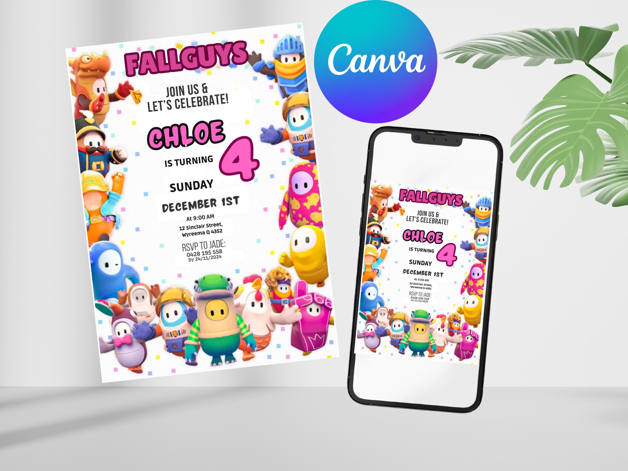 Editable Fall Guy Birthday Invitation Template | Digital Kids Party ...