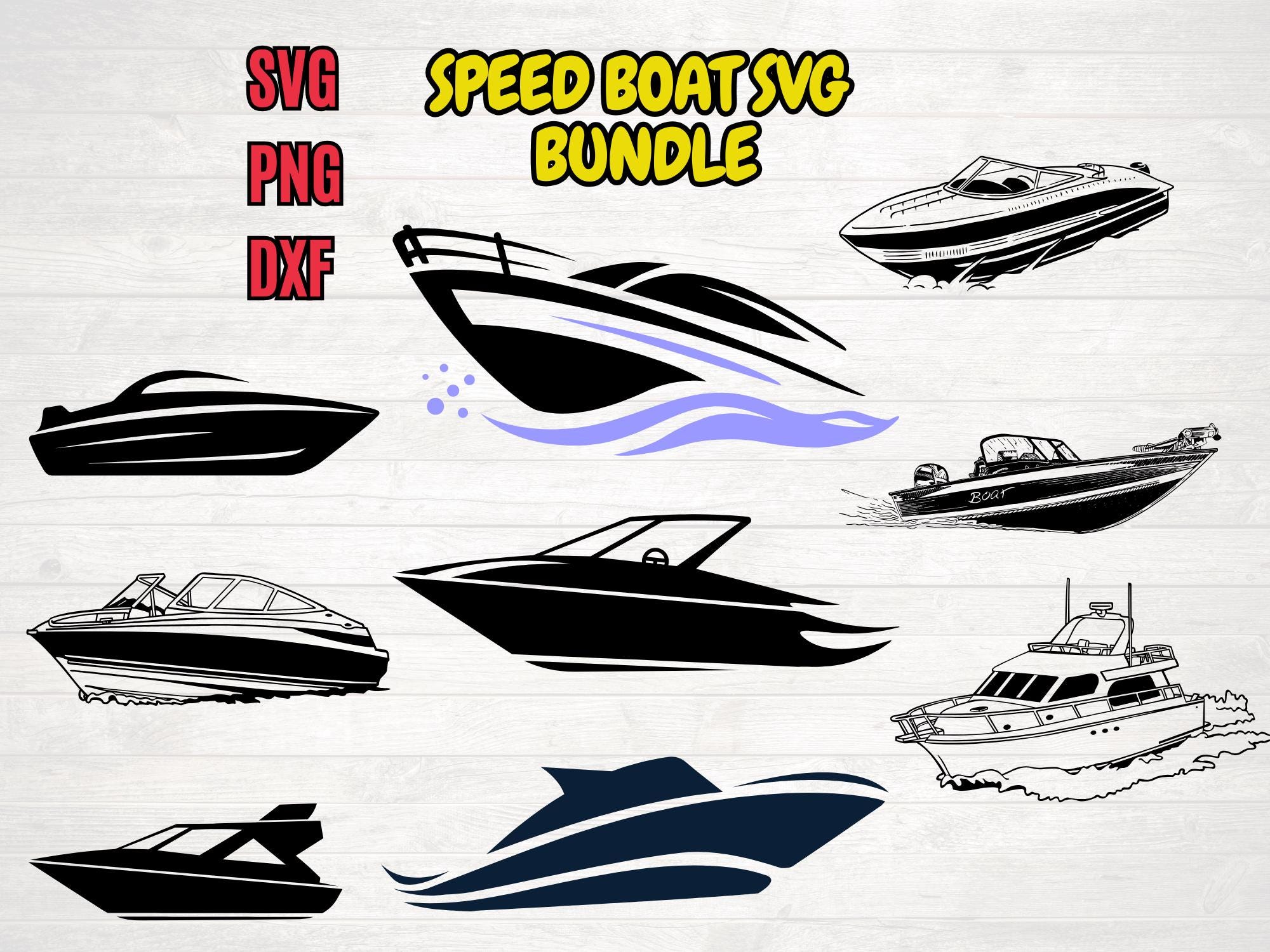 Speed Boat Svg Bundle, Speed Boat Vector Set, Speed Boat Clipart, Speed ...