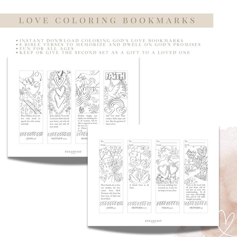 Printable Coloring Bible Verse Bookmarks for Christian Kids Valentine's ...