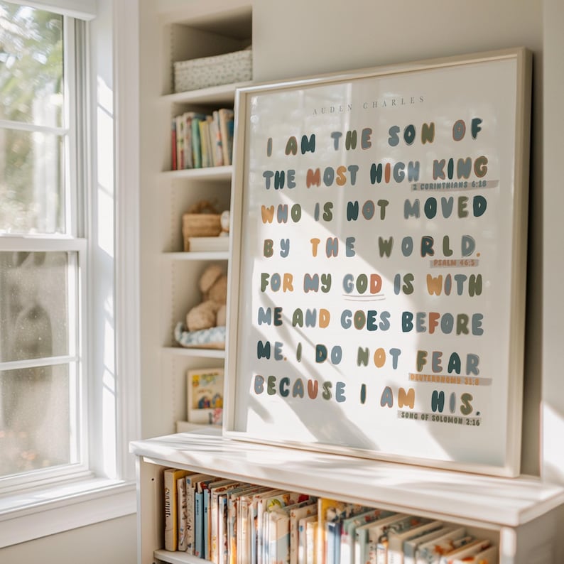 I Am a Son of the King Nursery Wall Art for Kids Room Decor for ...