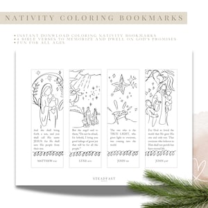 Printable Coloring Bible Verse Bookmarks for Kids Christian Nativity ...